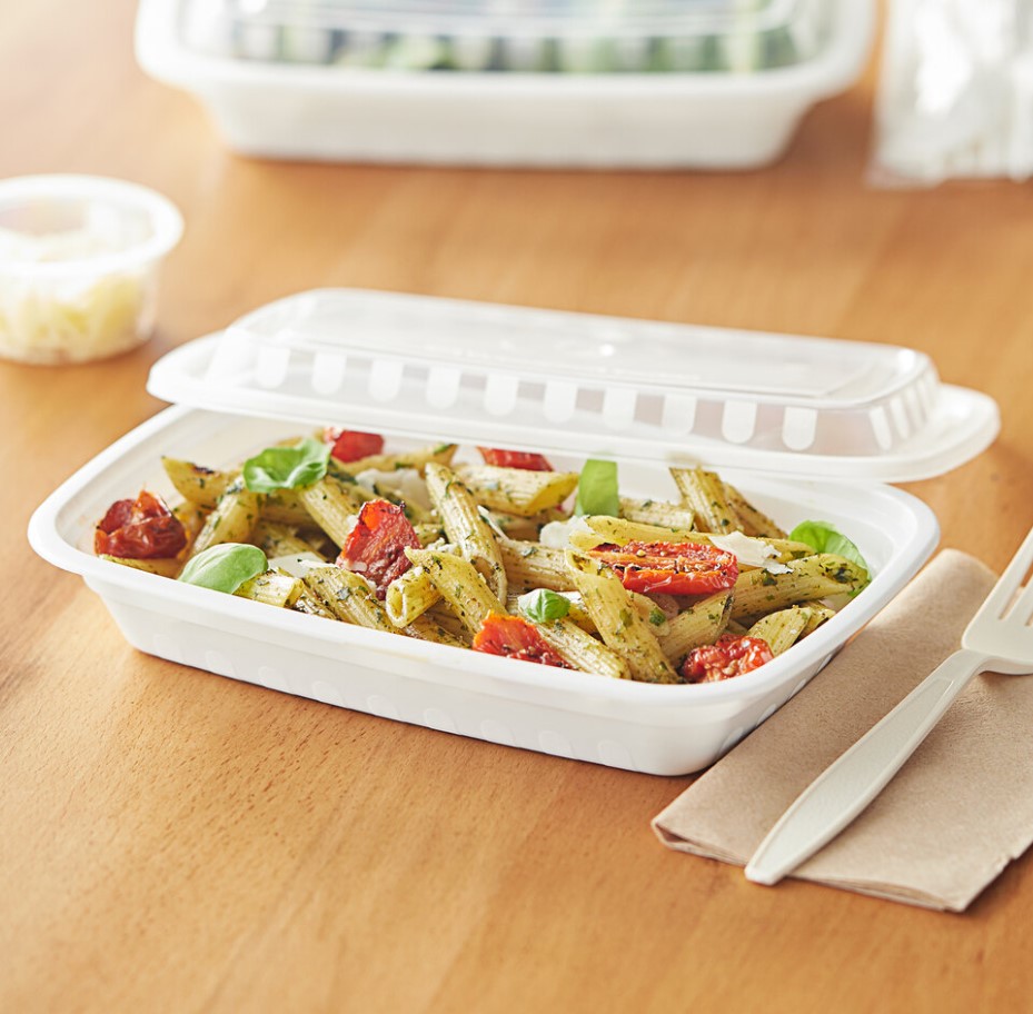White Heavy Weight Microwavable Rectangular Container With Clear Dome ...